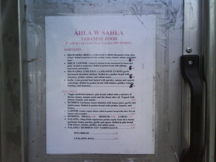 Ahla W Sahla - Food Cart Schedule - Food Cart Reviews - Phone Number - Menu